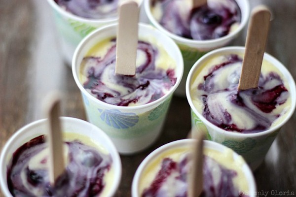 Blueberry Frozen Custard Pops - Simply Gloria